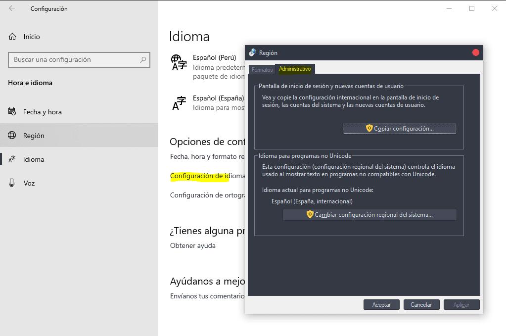 Cómo cambiar el idioma del sistema en Windows 10 » Adictec